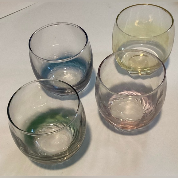 federal glass | Dining | 4 Vintage Federal Roly Poly Swirl Gold Rock ...